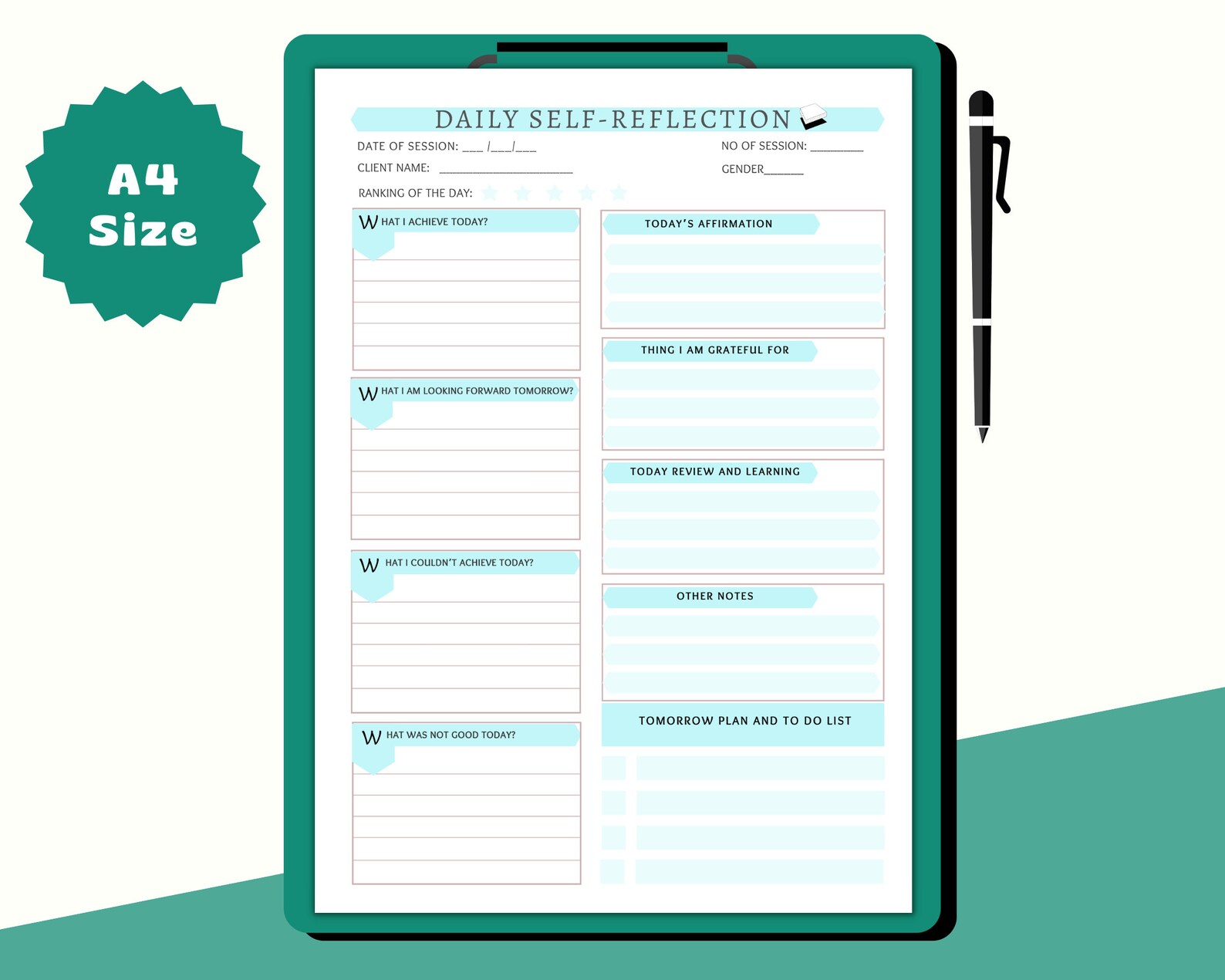 Daily Reflection Journal Printable, Daily Reflection Printable, Self ...