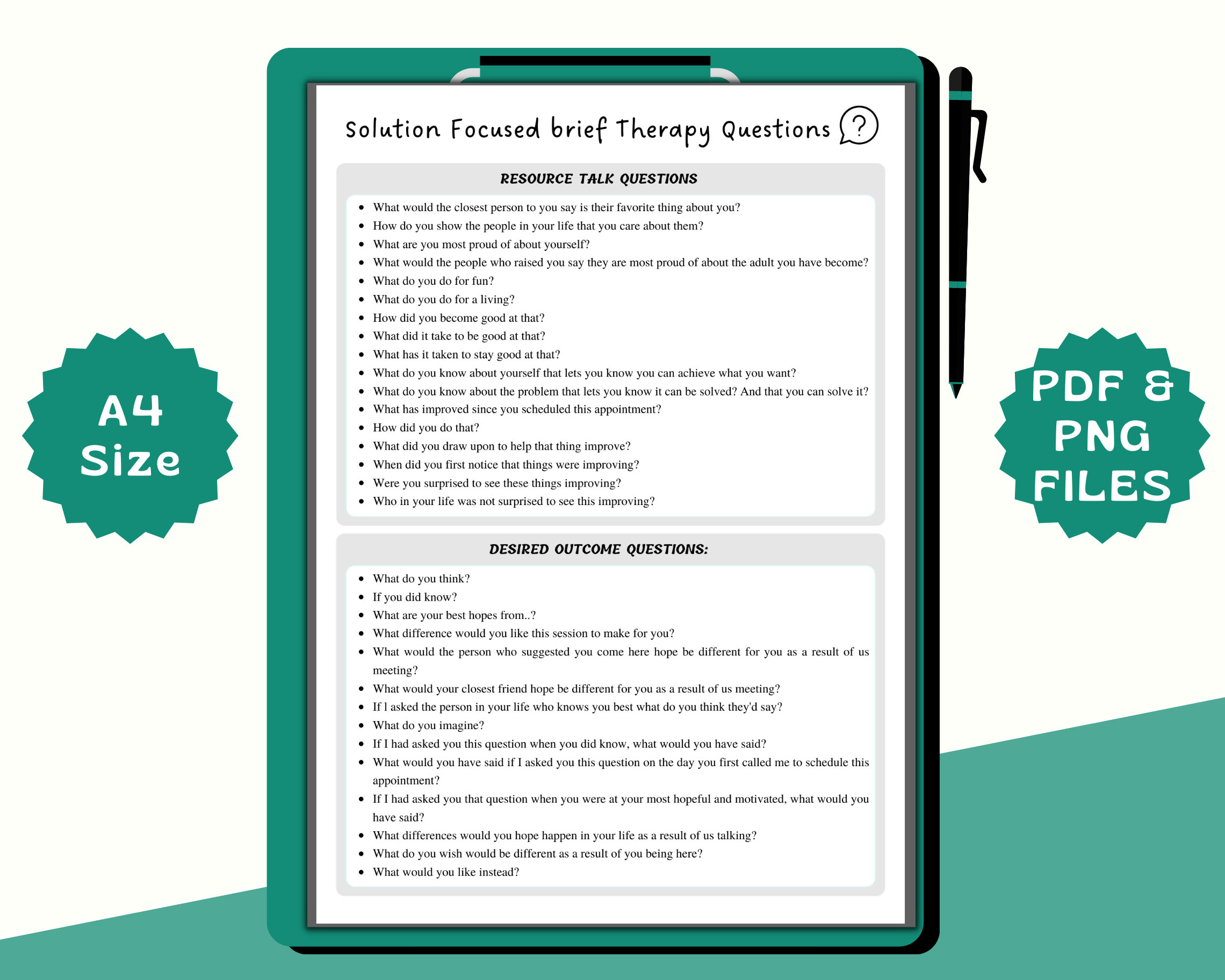 Solution Focused Brief Therapy Questions, Fundamentals, Medsurg ...