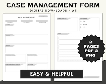 Fillable Case Management Form Bundle Progress Notes, Digital Client ...
