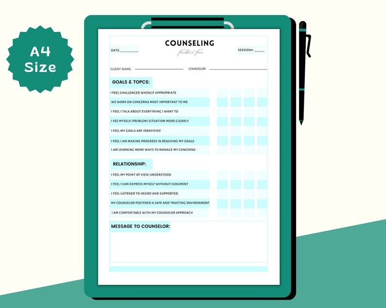 Counseling Supervision Forms Bundle: Therapist Feedback, Notes, Log ...
