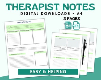 Therapist Note Sheets, Therapist Worksheet, Therapist Notes, Digital ...