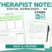 Therapist Notes Sheets, Therapist Worksheet, Therapist Note Template ...