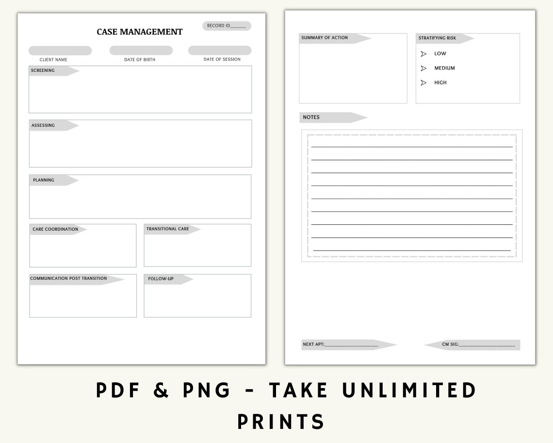 Case Management(gray), Management Printable Form, Client Documentation ...