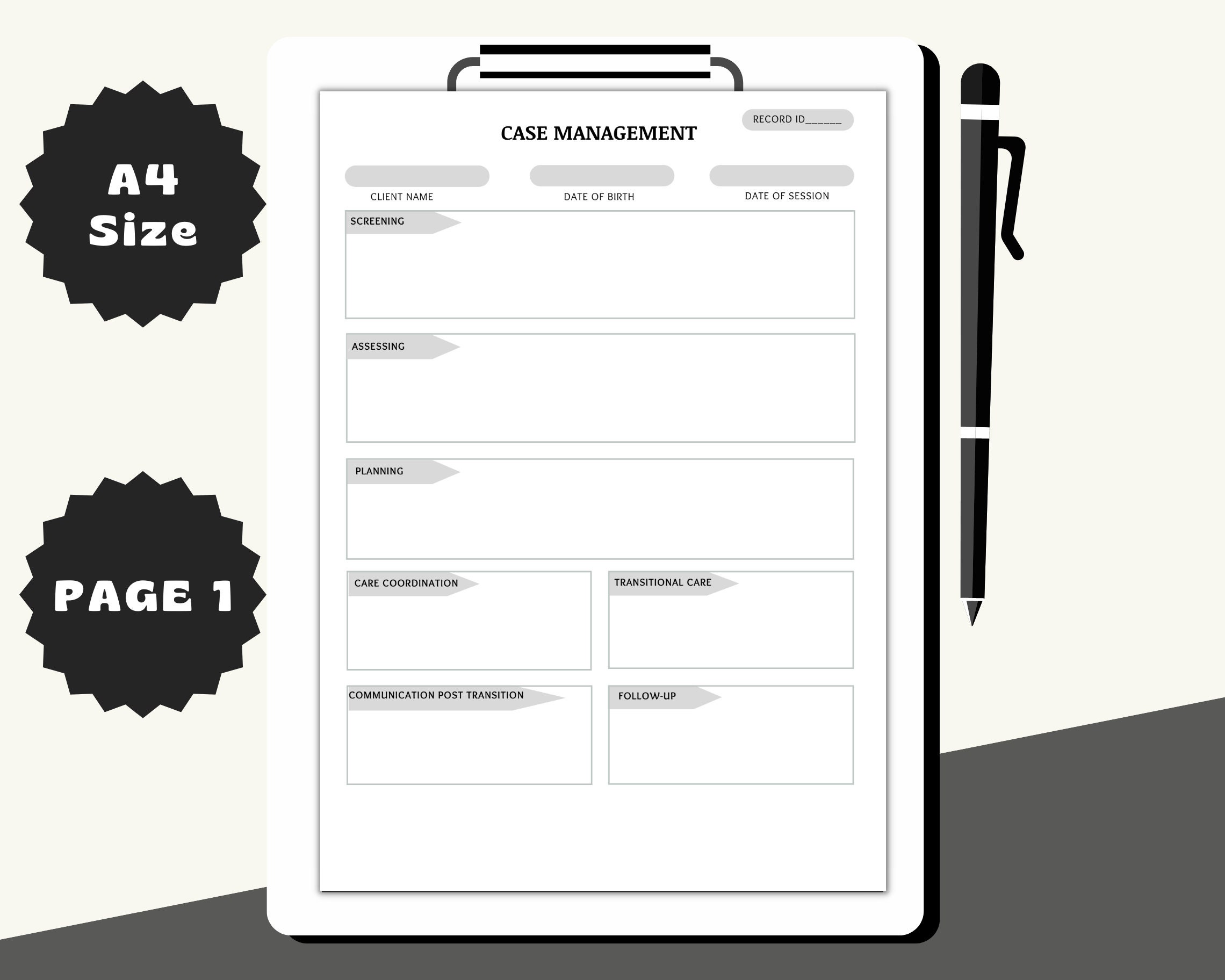 Case Managment (gray), Client Case Identifier Printable Form, Legal ...