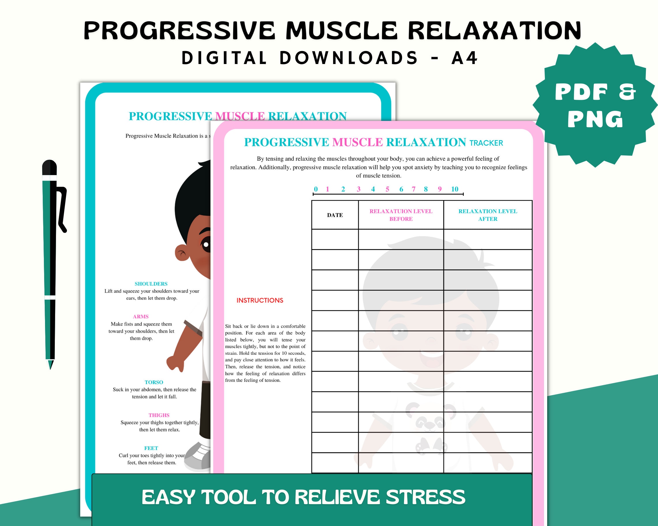 Progressive Muscle Relaxation Template, Relaxation Strategies, Stress ...