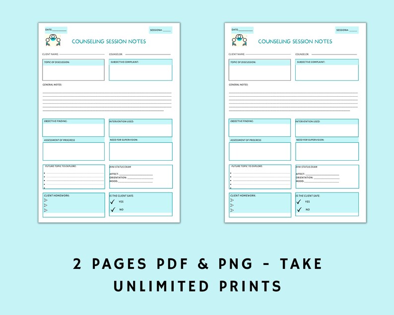 Counseling Session Notes Template: Therapist Documentation (printable ...