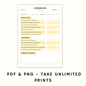 Counseling Feedback Form (yellow), Counseling Review Form, Client ...