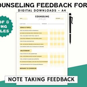 Counseling Feedback Form (yellow), Counseling Review Form, Client ...