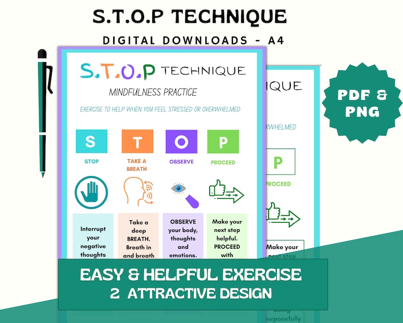 STOP Mindfulness Practice Template Improve Immune Function Improve ...