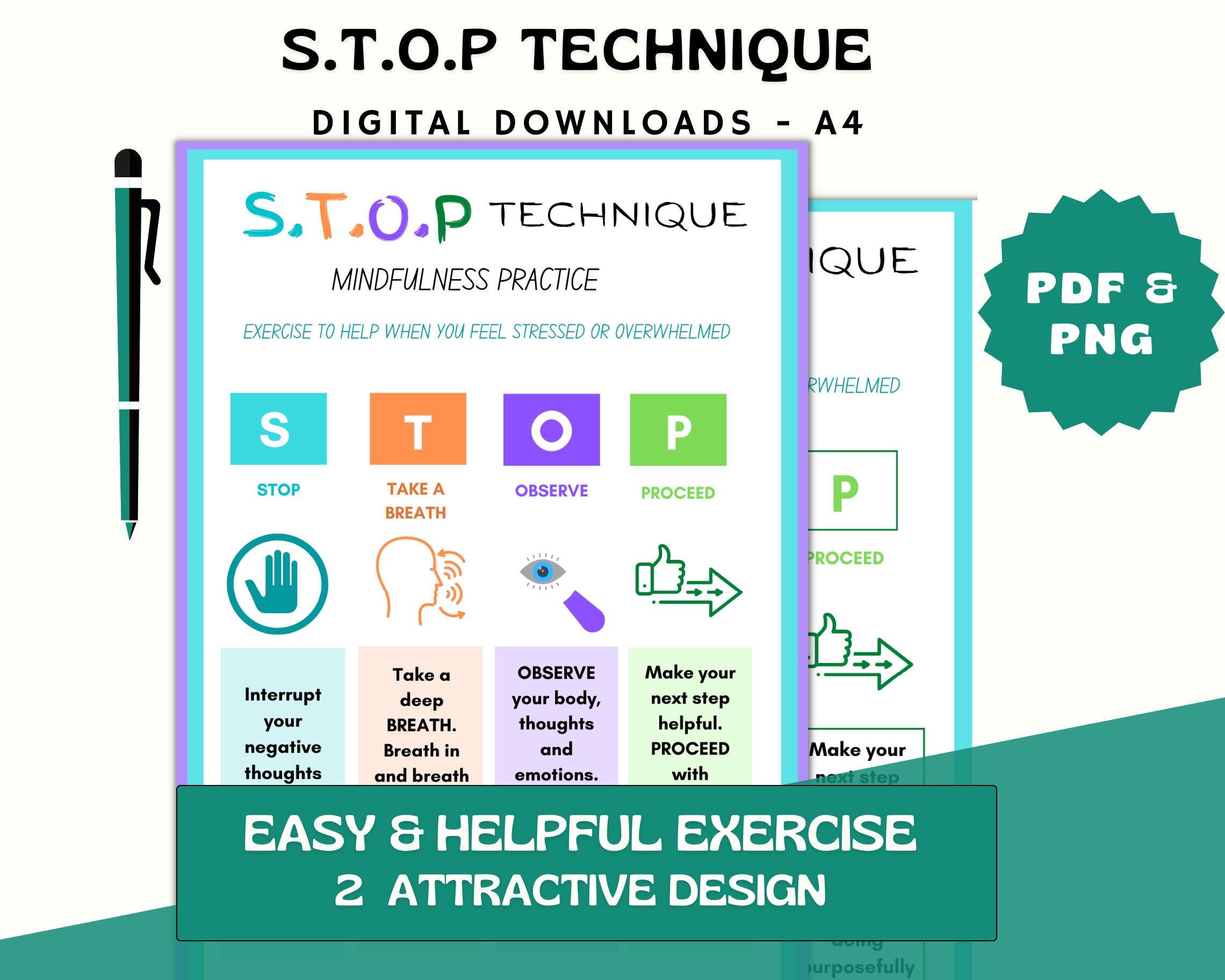 STOP Mindfulness Practice Template Improve Immune Function Improve ...