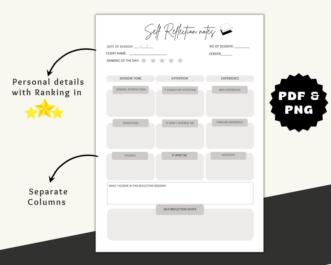 Self Reflection Form, Self Reflection Journal Printable Template, Self ...