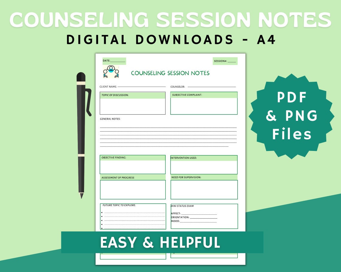 Counseling Session Notes Printable: Therapy Client Progress Forms ...