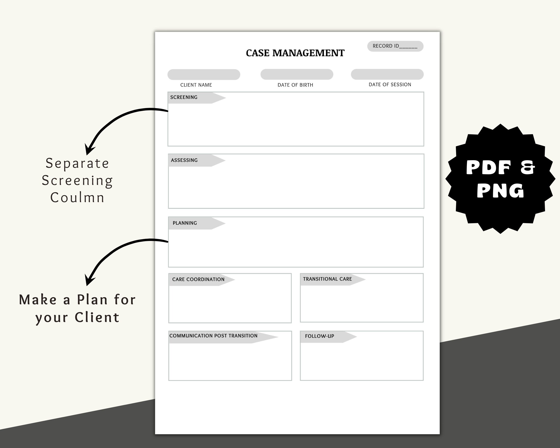 Case Management(gray), Management Printable Form, Client Documentation ...