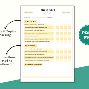 Counseling Feedback Form (yellow), Counseling Review Form, Client ...