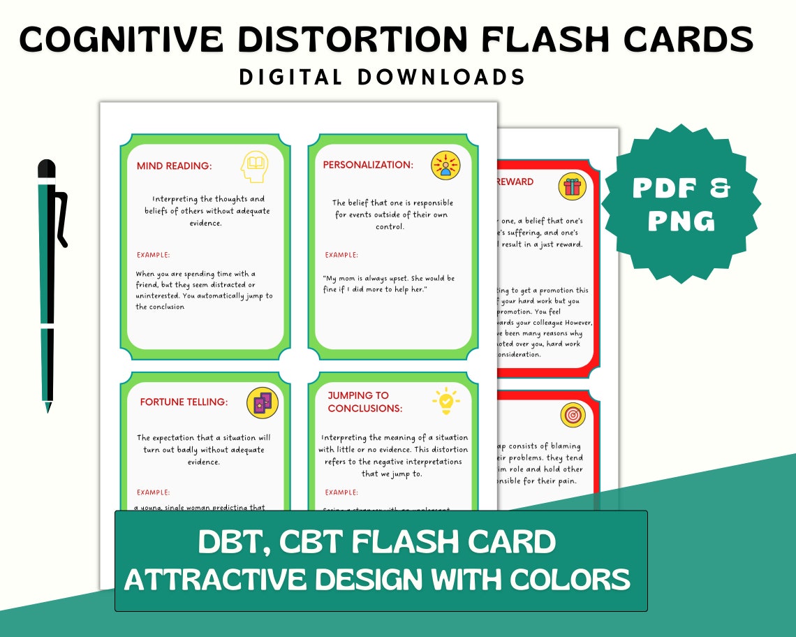 Anxiety Relief, Cognitive Distortion Flash Cards, Coping Strategy Cards ...