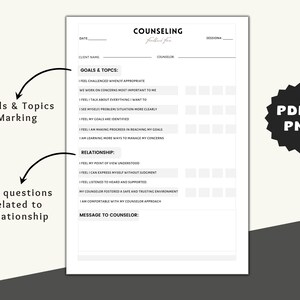 Counseling Feedback Form: Client Survey, Therapist Documentation ...