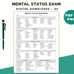 2025 Mental Status Exam Cheat Sheet, Therapy Forms, Intake Sheet ...