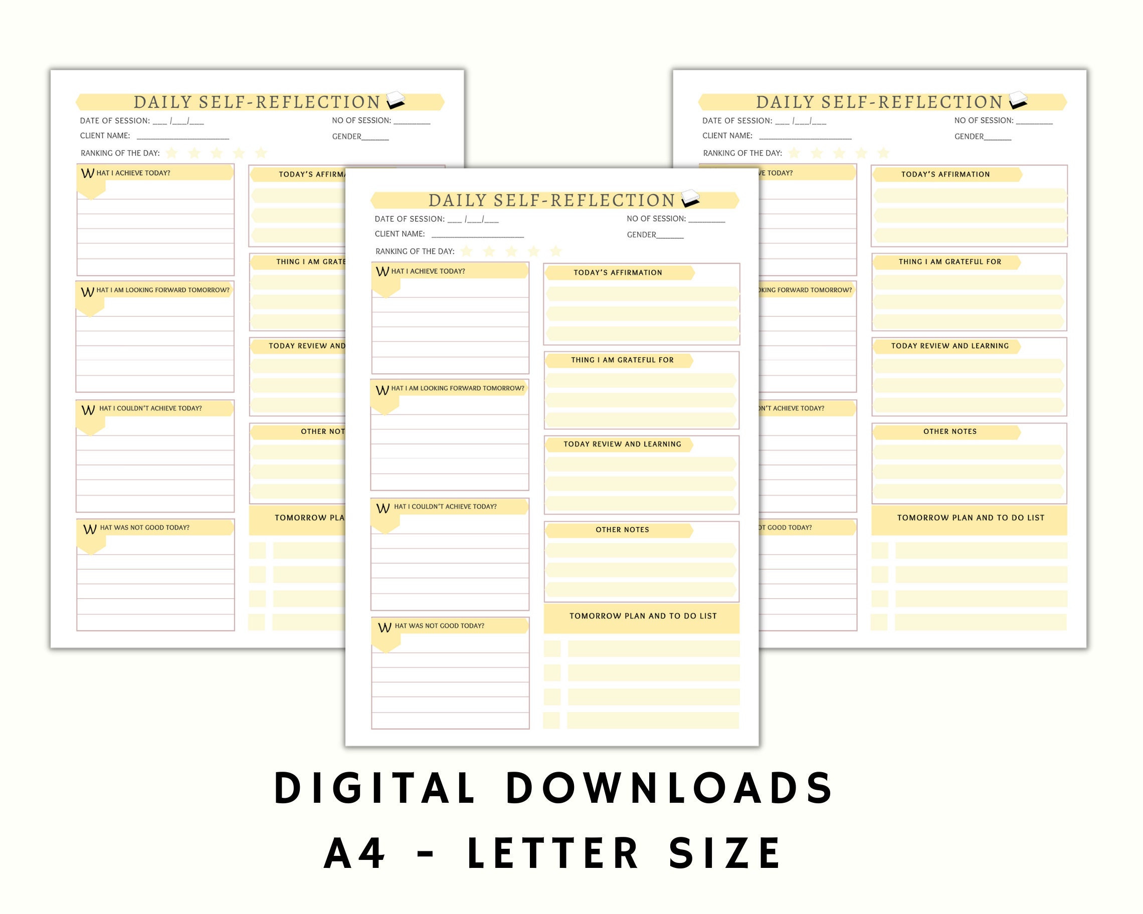 Self-reflection Note, Therapist Paperwork, Psychotherapy Notes ...