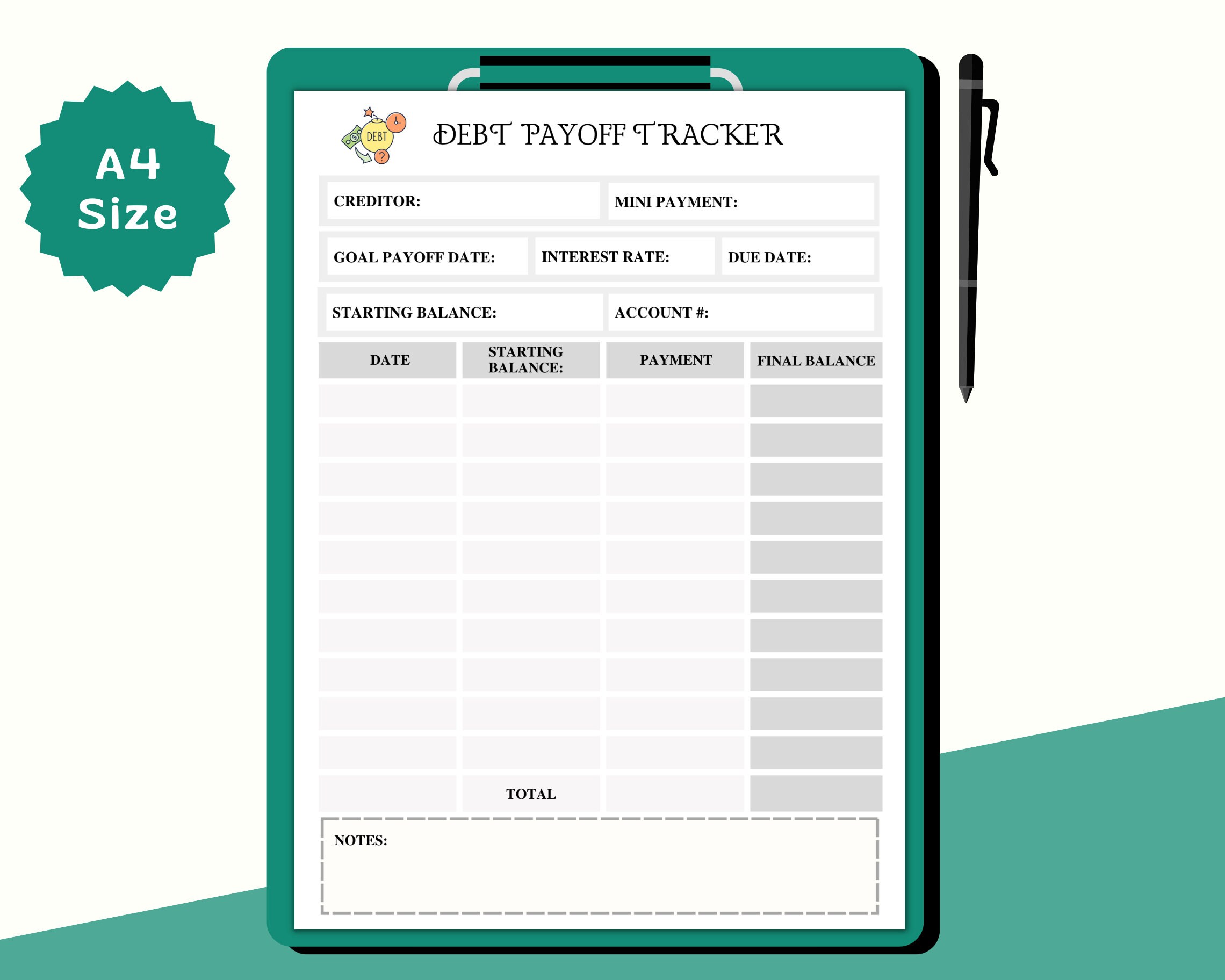 DEBT Payoff Tracker Templates (bundle), Payment Record Template, Debt ...