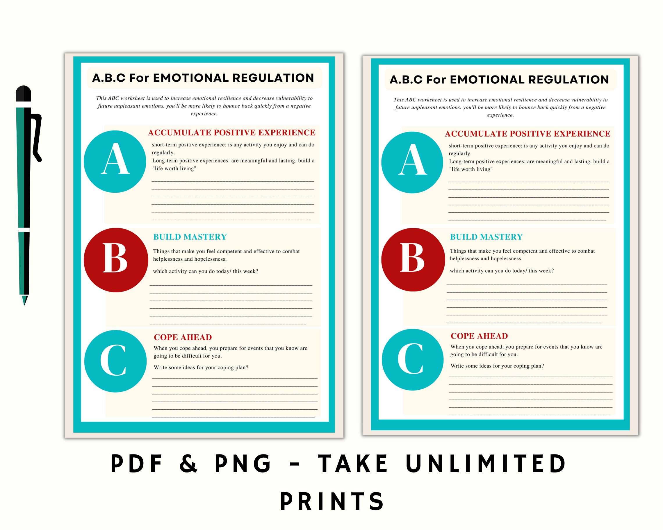 A.B.C for EMOTIONAL REGULATION Template, Anger Management, Quick ...