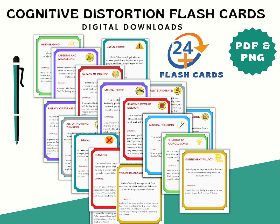 Anxiety Relief, Cognitive Distortion Flash Cards, Coping Strategy Cards ...