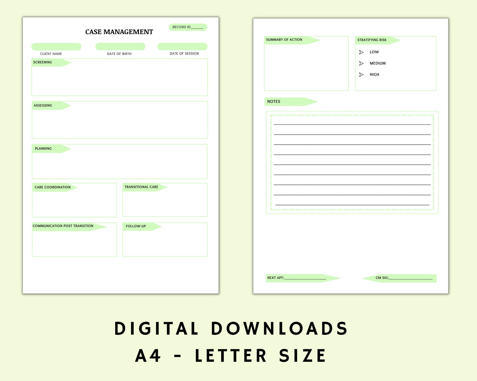 Case Managment (green), Printable Form, CM Desktop Reference, Verbiage ...
