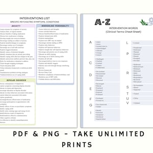 Therapy Intervention List: Clinical Terms Cheat Sheet (digital Download ...