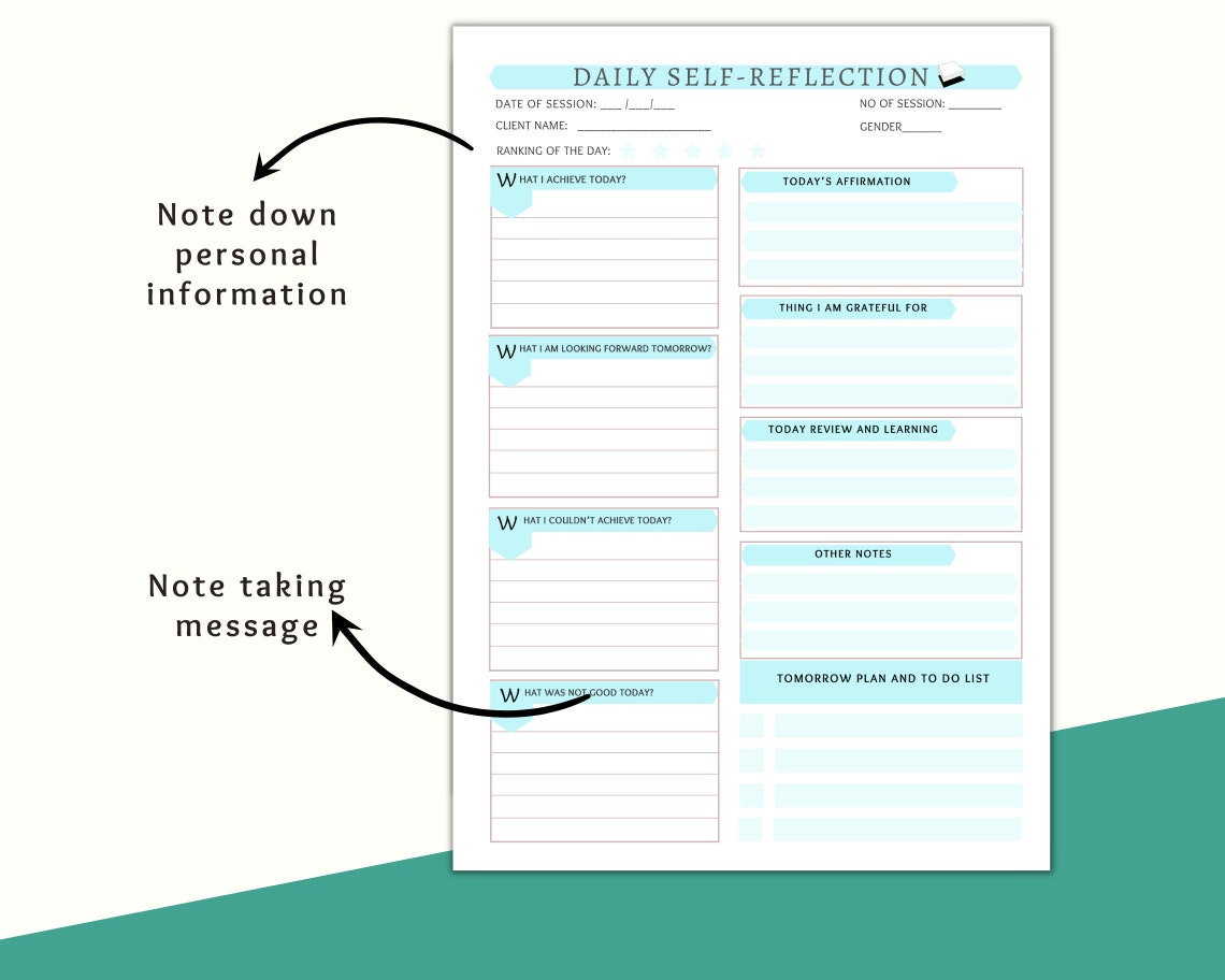 Daily Reflection Journal Printable, Daily Reflection Printable, Self ...