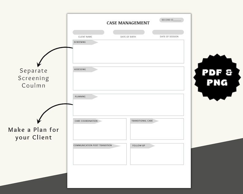 Case Managment (gray), Client Case Identifier Printable Form, Legal ...