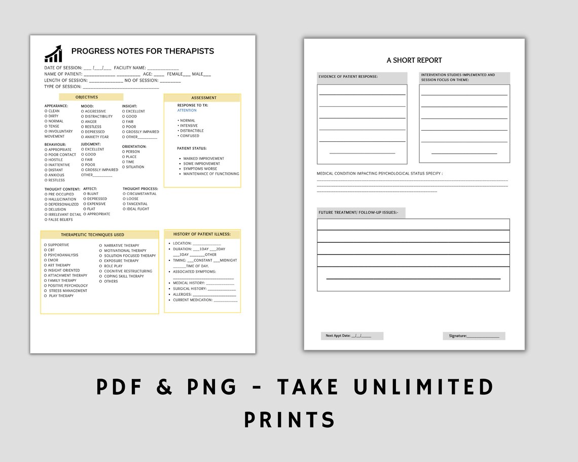 Progress Notes for Therapist , Client Progress Note, Printable Template ...