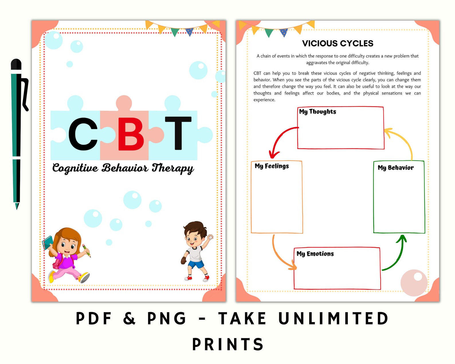 CBT Anxiety Relief Worksheet, Kids Cognitive Behaviour Worries Therapy ...