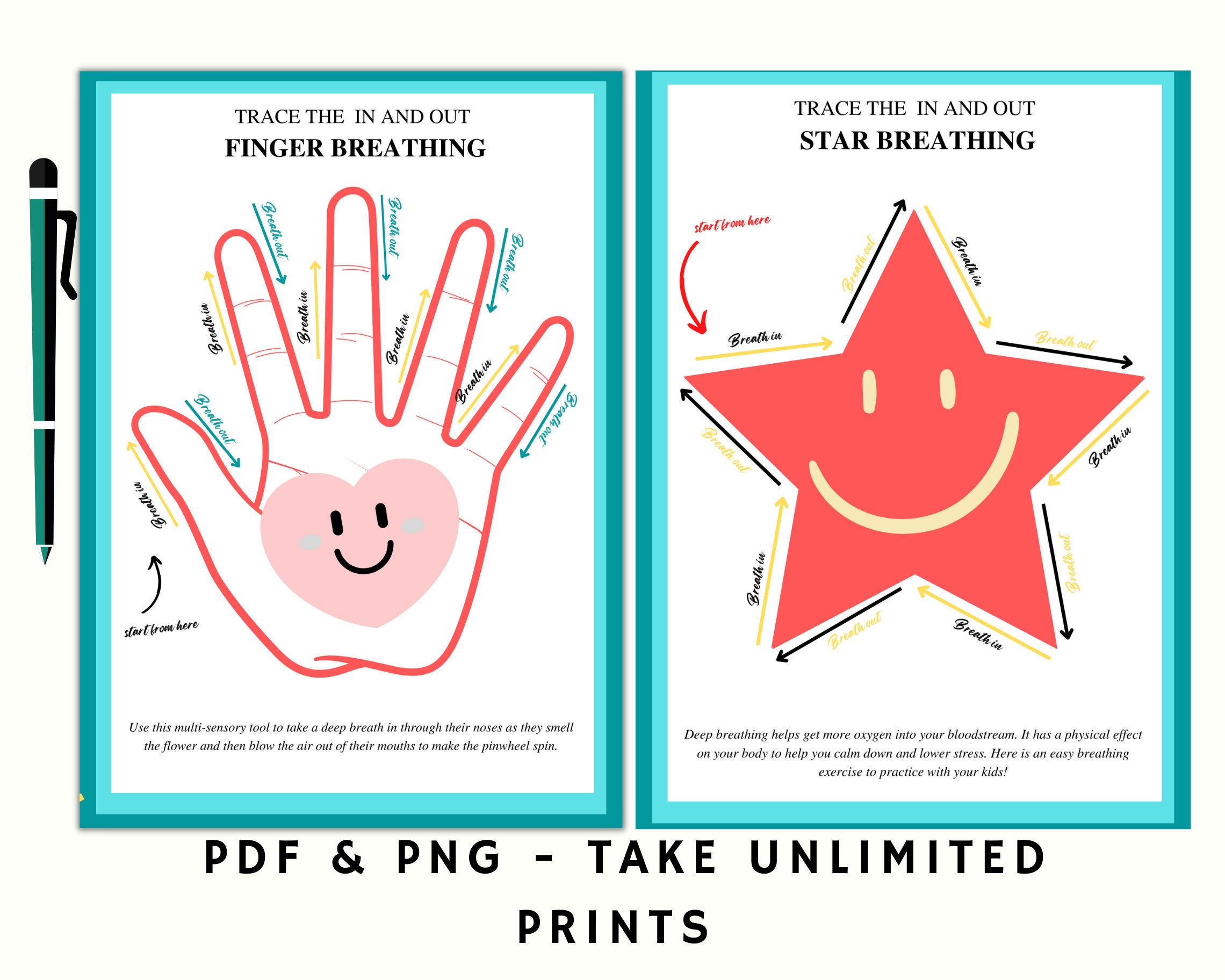 Breathing Exercise Poster Breathing Activities Template - Etsy