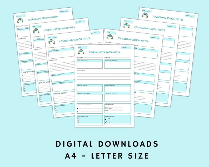 Counseling Session Printable Notes (light Blue), Counseling Session ...
