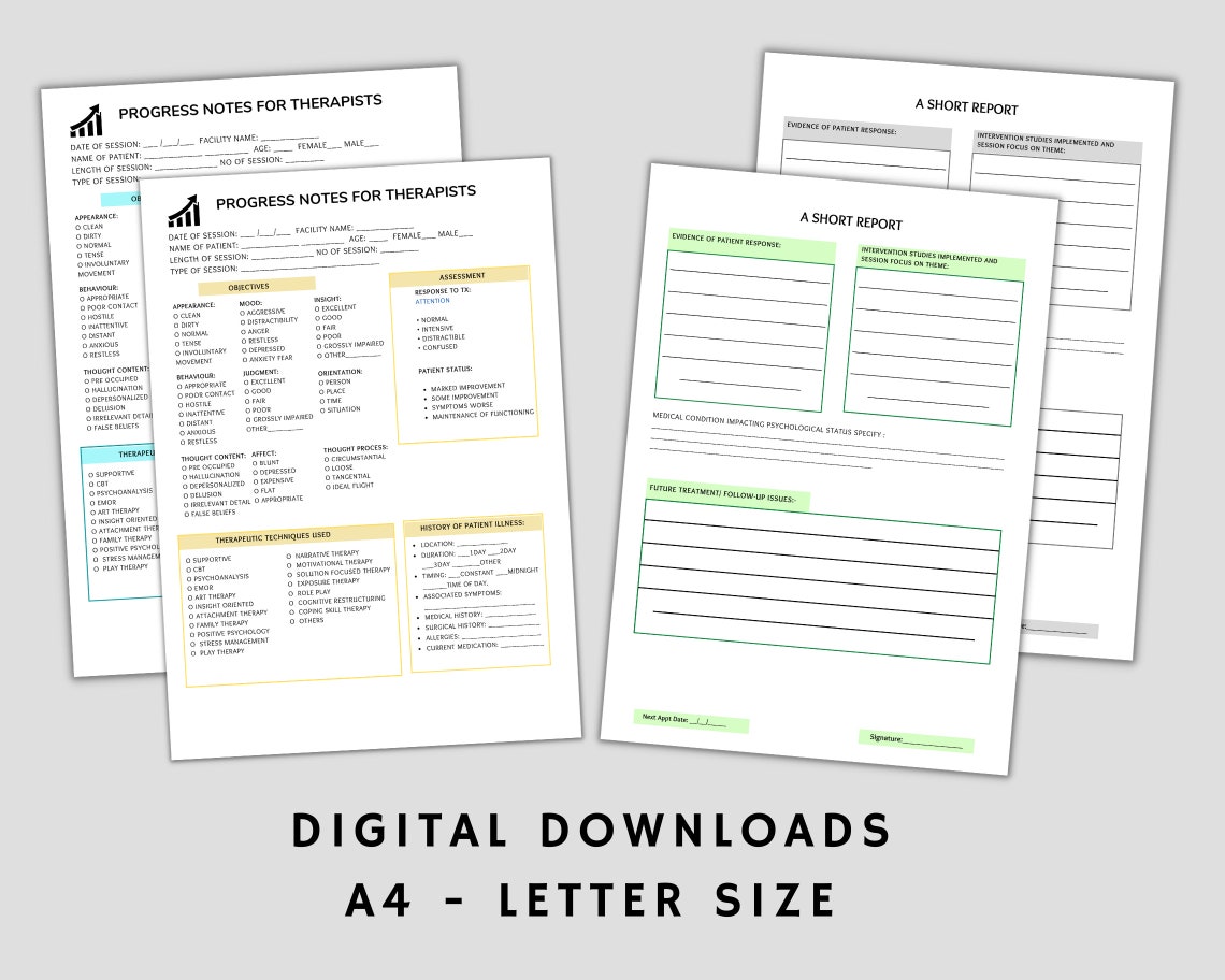 Progress Notes for Therapist , Client Progress Note, Printable Template ...