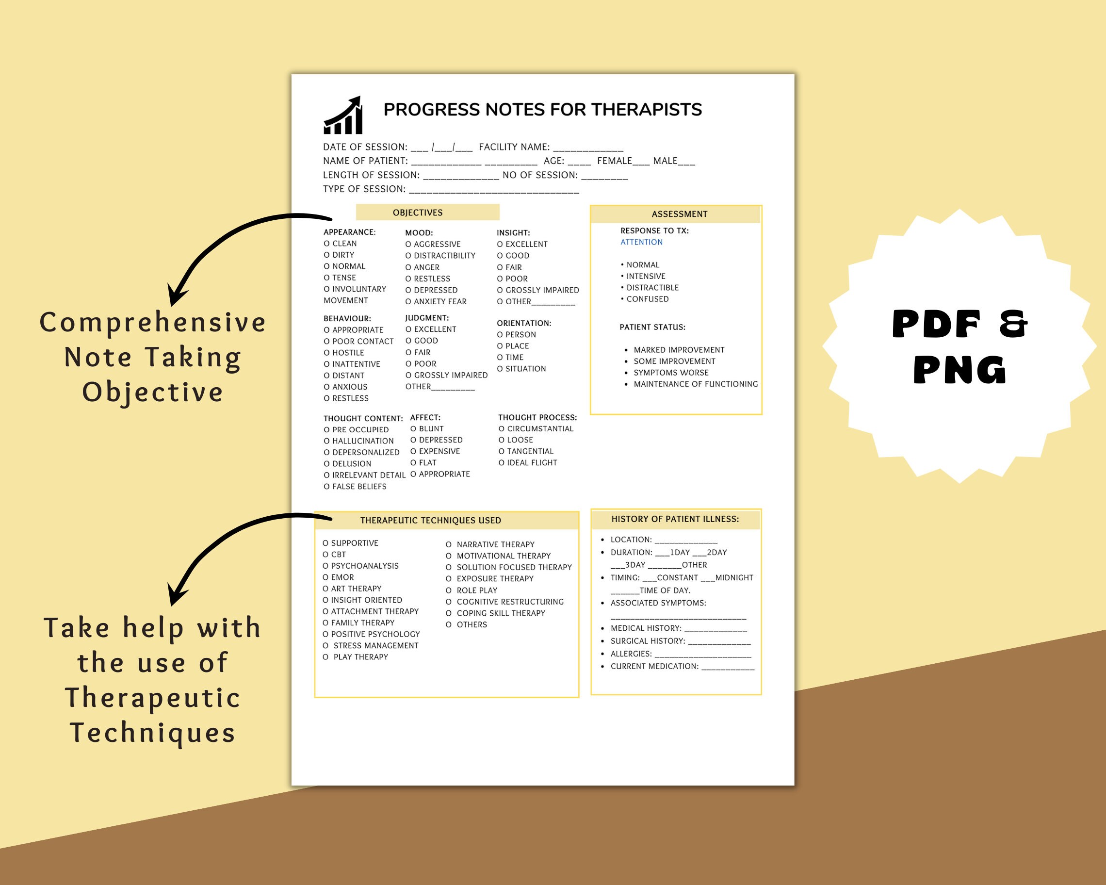 Progress Notes for Therapist yellow, Cheat Sheet Notes, Client Progress ...