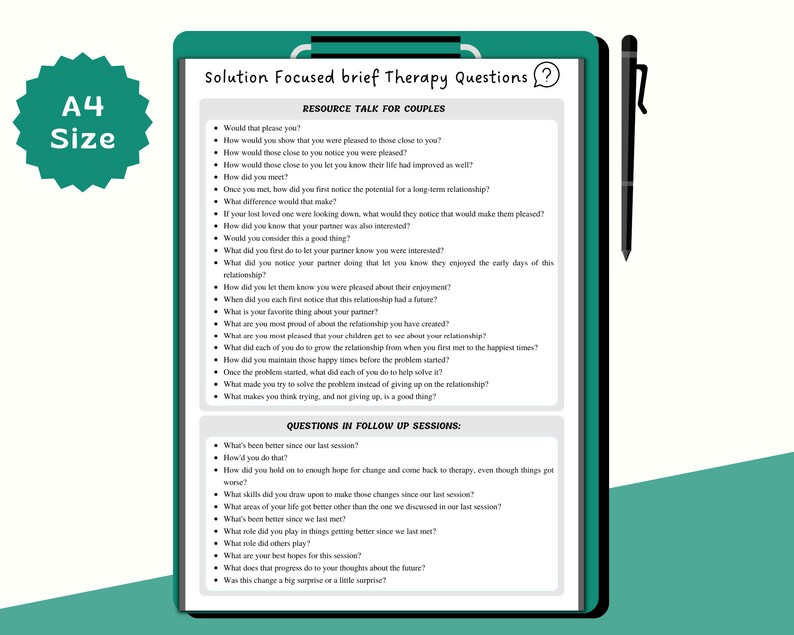 Solution Focused Brief Therapy Questions, Fundamentals, Medsurg ...