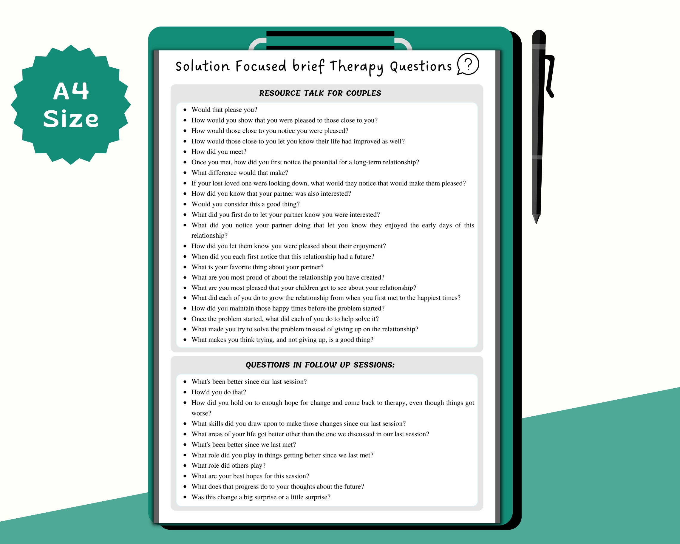 Solution Focused Brief Therapy Questions, Fundamentals, Medsurg ...