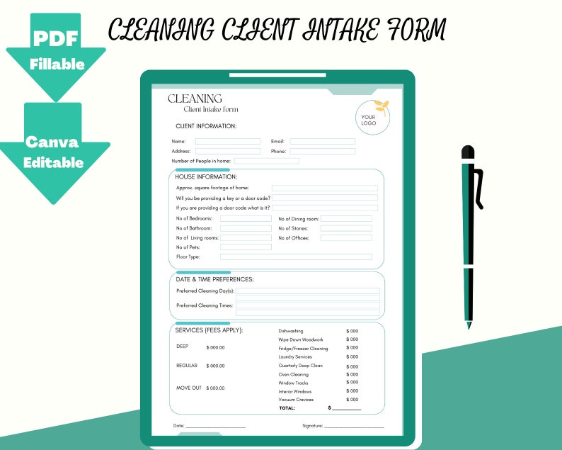 Cleaning Services Contract Forms Mega Bundle (canva Editable, Printable ...