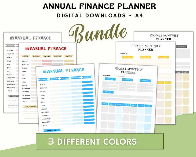 Finance Planner, Annual Saving Goals, Income Tracker, Annual Budget ...