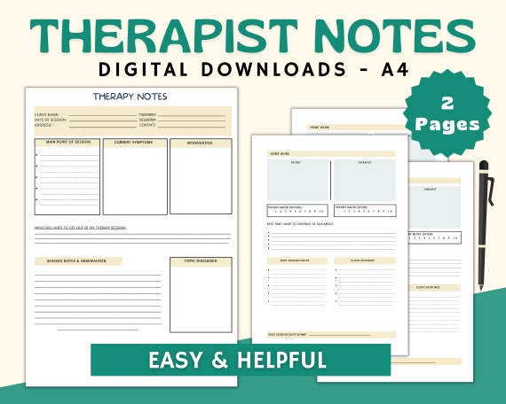 Therapy Notes Planner Printable Therapy Journal Mental - Etsy