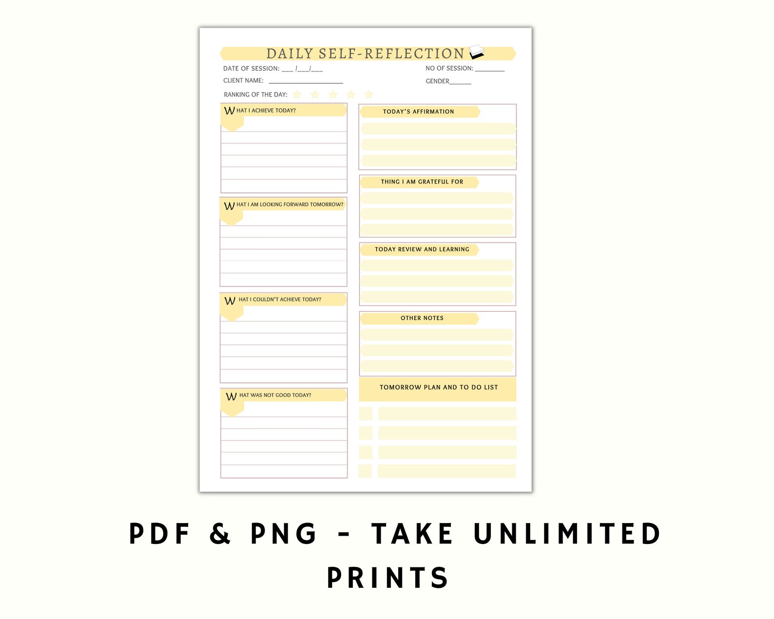 Self-reflection Note, Therapist Paperwork, Psychotherapy Notes ...