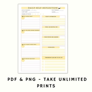 Self-reflection Note Therapist Paperwork Psychotherapy - Etsy