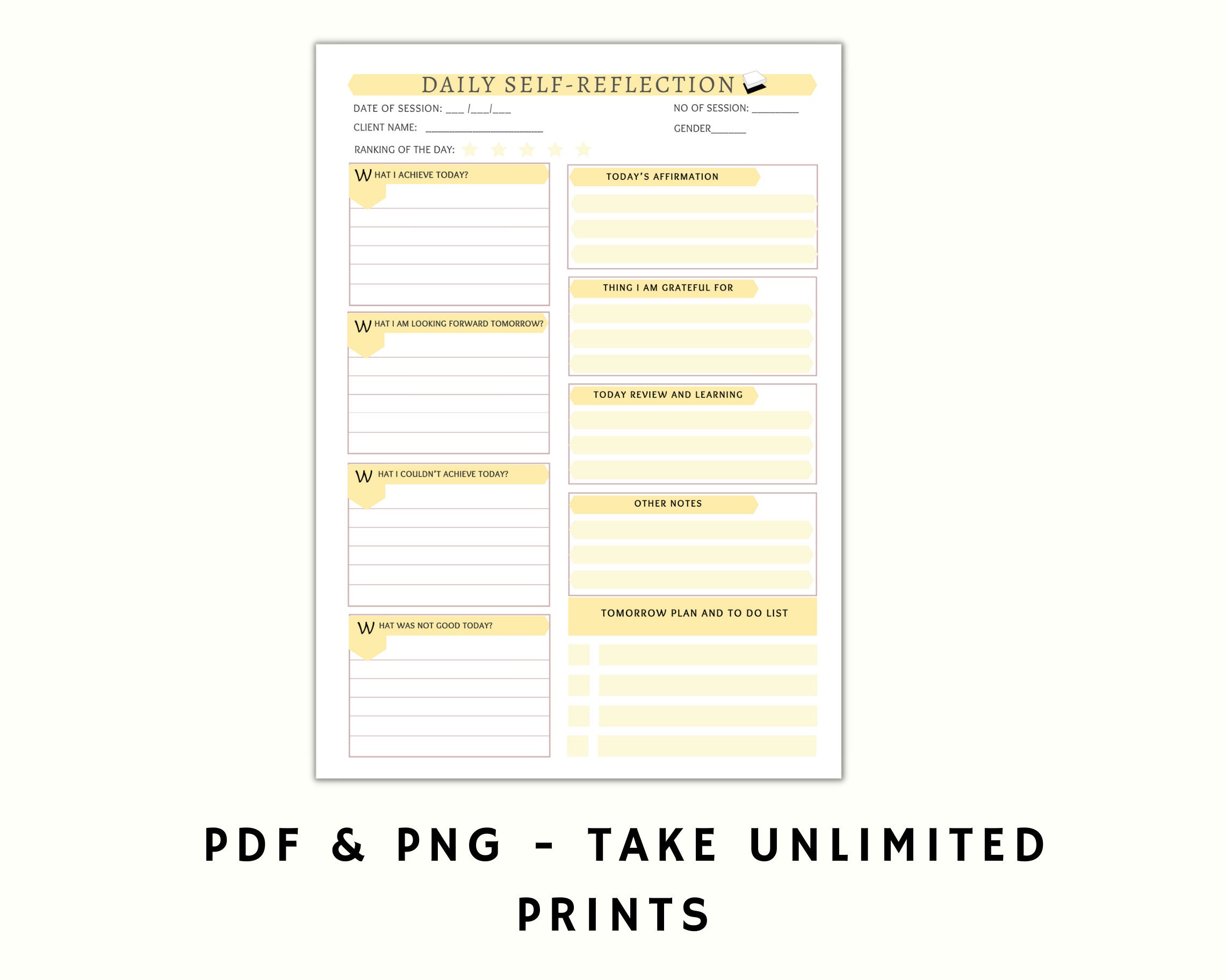 Self-reflection Note, Therapist Paperwork, Psychotherapy Notes ...