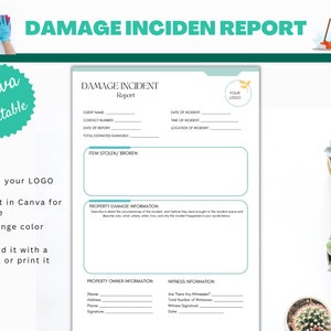 Damage Incident Report Template: Editable Canva Form (digital Download ...