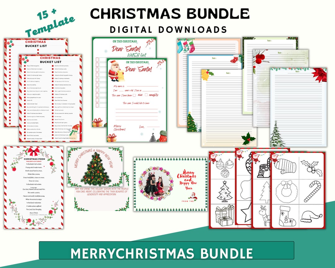 Christmas Checklist Tracker Bundle, Holiday Cards, Planner, Poem ...