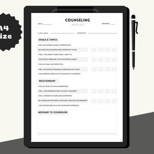 Counseling Feedback Form: Client Survey, Therapist Documentation ...