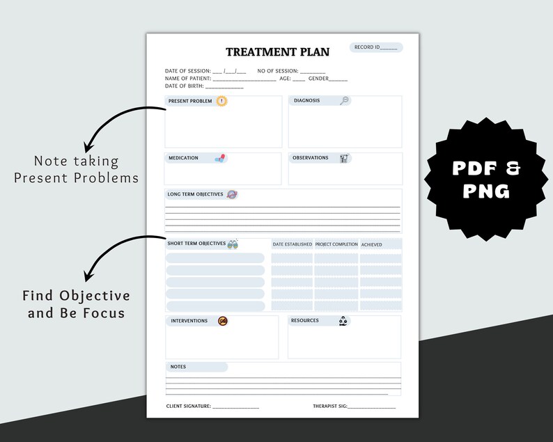 Treatment Plan (yellow), Treatment Plans, Printable Treatment Templates ...