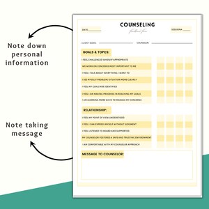 Counseling Feedback Form (yellow), Counseling Review Form, Client ...