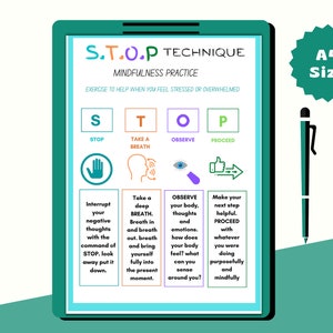 STOP Mindfulness Practice Template | Improve Immune Function | Improve ...