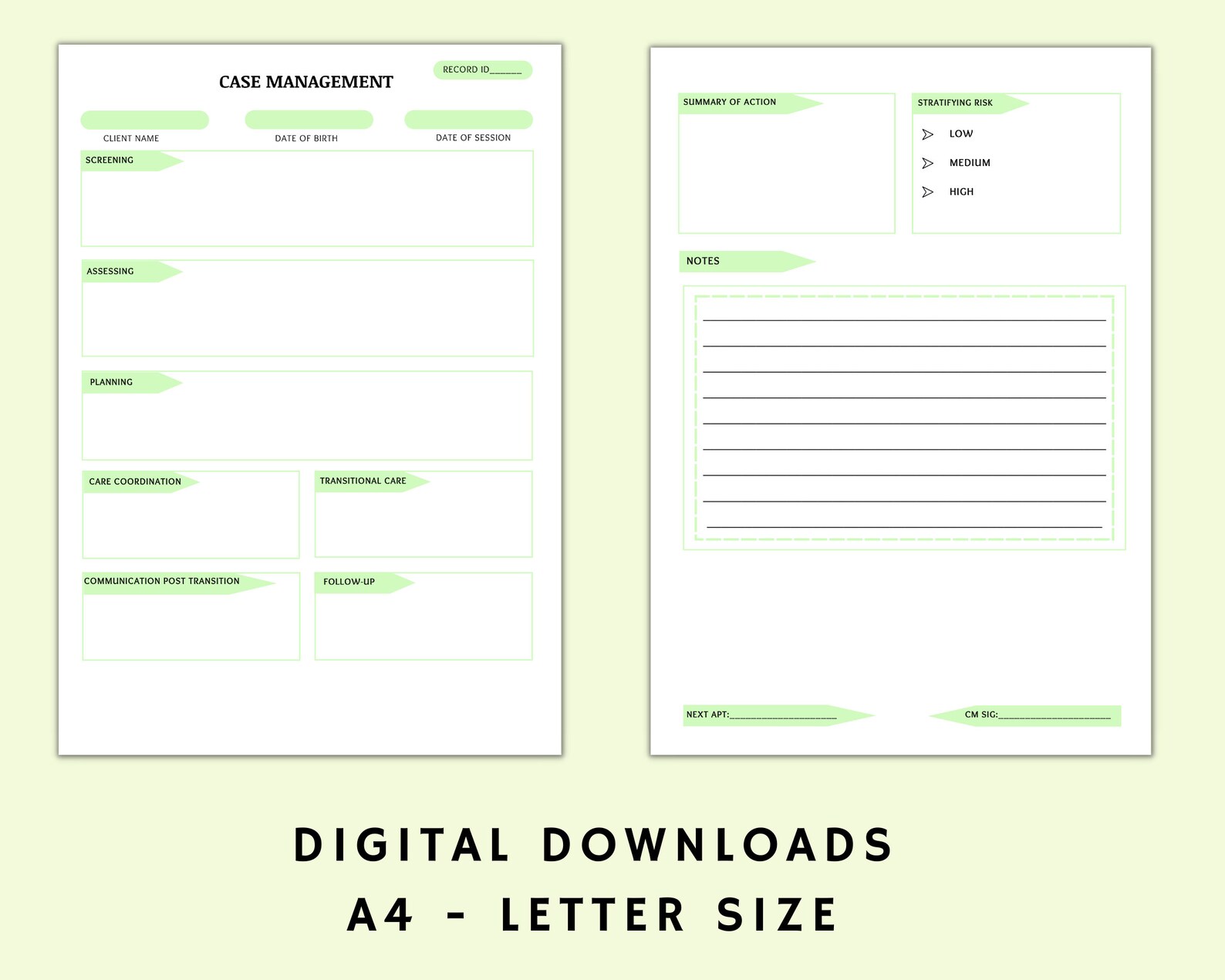 Case Management Form: Client Documentation Template (printable PDF) - Etsy